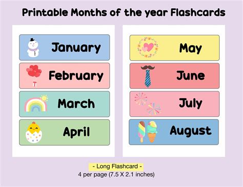 Months Flashcard Pdf Month Of The Year Printable Crem