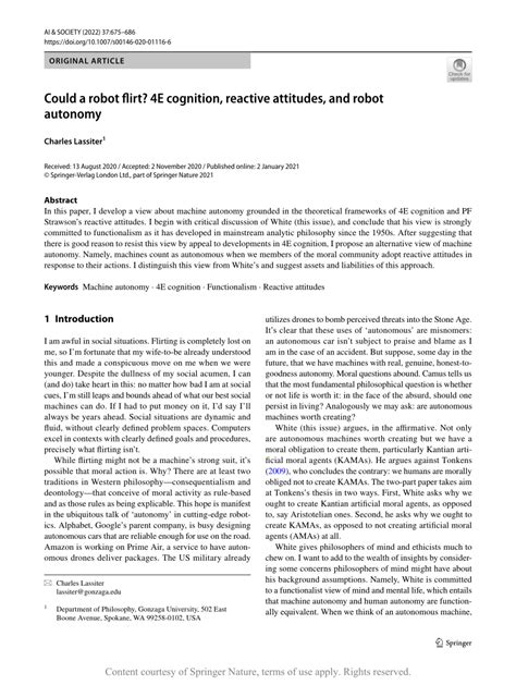 Could A Robot Flirt 4e Cognition Reactive Attitudes And Robot Autonomy Request Pdf