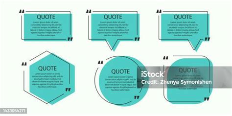 인용 부호가있는 음성 거품 다양한 다채로운 고립 된 견적 프레임 세트 Brand Name Online Messaging