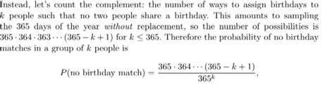 Need Help Understanding Counting Principle Used In A Birthday Problem