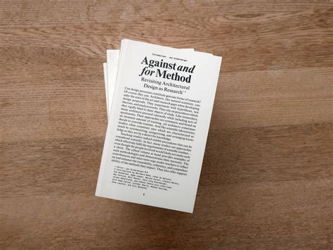 Against And For Method Revisiting Architectural Design As Research