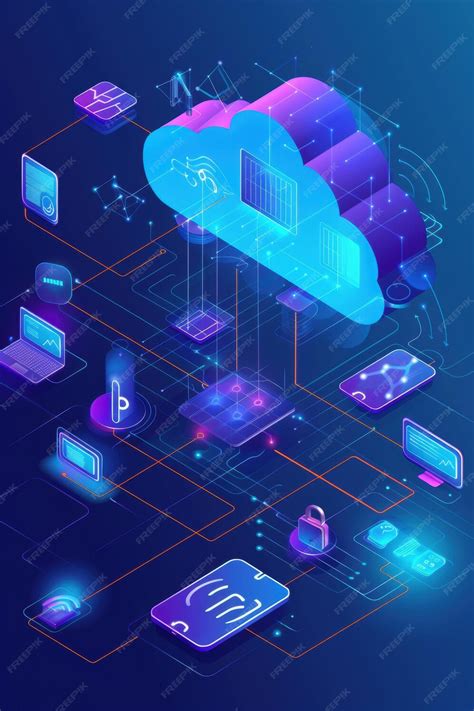 Connected Devices And Cloud Network Premium Ai Generated Image