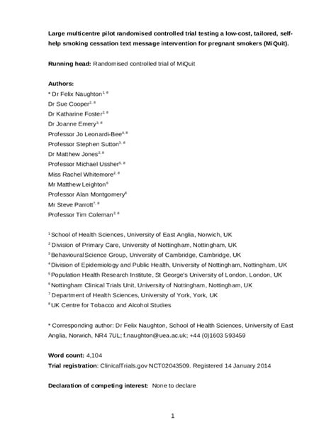 Large Multi Centre Pilot Randomized Controlled Trial Testing