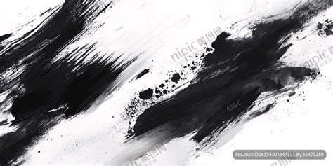 Ai创作图水墨 笔触 抽象 黑白 艺术 背景 墨痕 泼墨 纹理 线条 晕染 墨迹 中式 写意 图案 昵图网