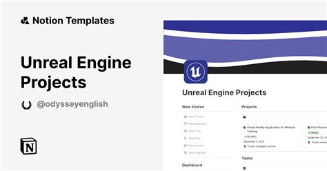 Unreal Engine Projects Template By Odyssey Notion Marketplace
