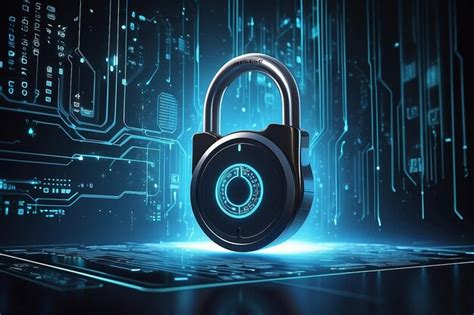 Cybersecurity Concept Digital Padlock For Computing System And Data Protection Premium Ai