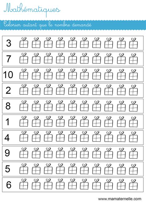 Mathématiques Colorier Autant Que Le Nombre Ma Maternelle