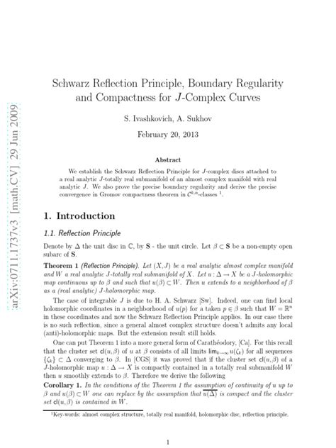 Schwarz Reflection Principle Boundary Re 1 Pdf Holomorphic Function Function Mathematics