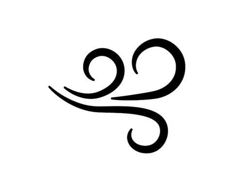 손으로 그린 바람 공기 흐름 아이콘 무료 호흡 기호 신선한 공기 흐름 기호 낙서 바람 불어 아이콘 날씨 기호 기후 디자인 요소 벡터 일러스트 레이 션 배경에 고립 프리미엄 벡터