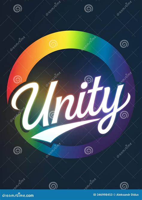 Unity In Bold Cursive Font With Multicolored Circular Design Stock Illustration Illustration