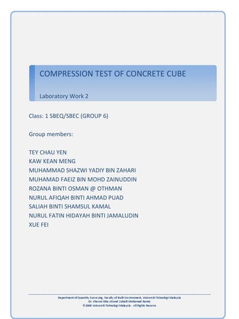 Cube Test Report Concrete Industries