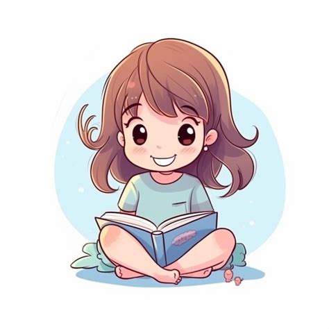 Premium Photo A Girl Sitting On The Ground Reading A Book Generative Ai