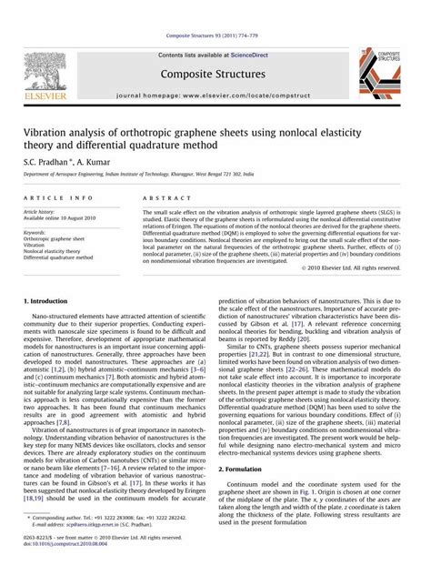 Pdf Vibration Analysis Of Orthotropic Graphene Sheets Using Nonlocal Elasticity Theory And