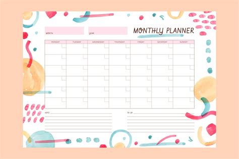 Aquarela 2024 Plantilla De Planificador Mensual Vector Gratis
