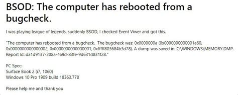 Solved Computer Has Rebooted From A Bugcheck