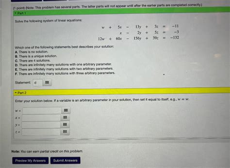 Solved 1 Point Note This Problem Has Several Parts The Chegg Com