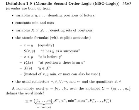 Automata Mso Monadic Second Order Logic Logic On Words Computer