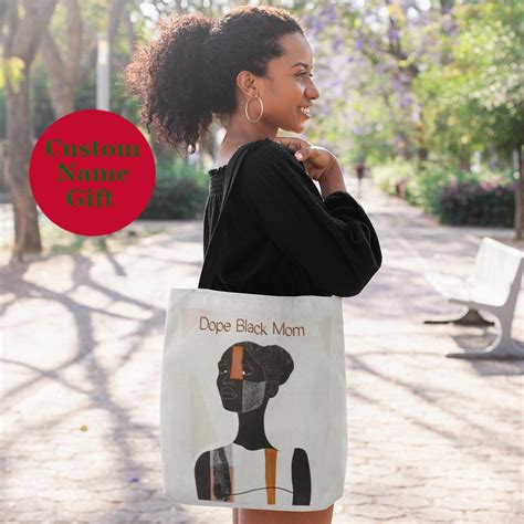 Personalized Black Woman Afrocentric Artful Tote Reusable Bag T 4