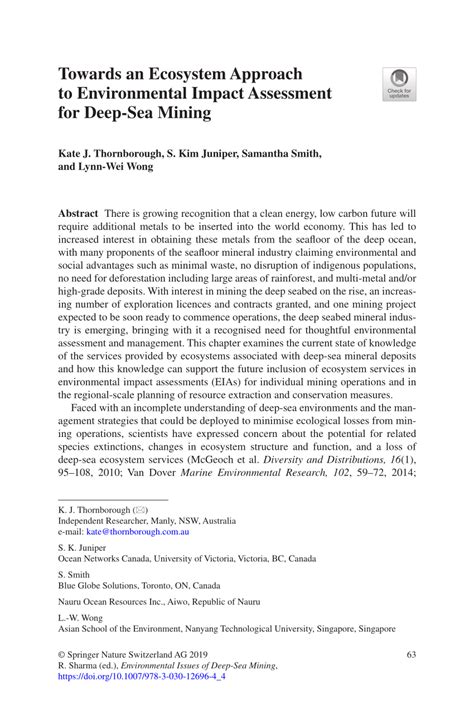 Pdf Towards An Ecosystem Approach To Environmental Impact Assessment