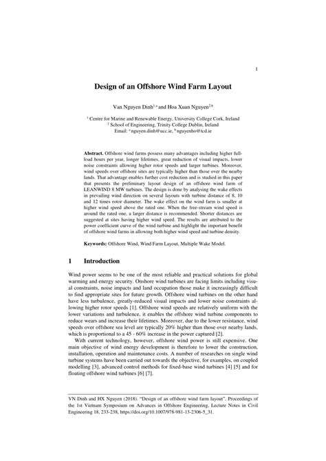 PDF Design Of An Offshore Wind Farm Layout Energy And Geotechnics