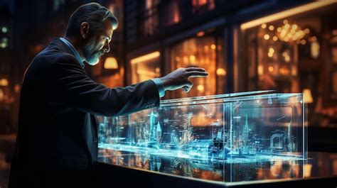 Premium Photo Male Hand Touching In Digital Interface Generative Ai