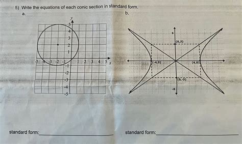 [solved] 5 Write The Equations Of Each Conic Section In Standard Form Course Hero