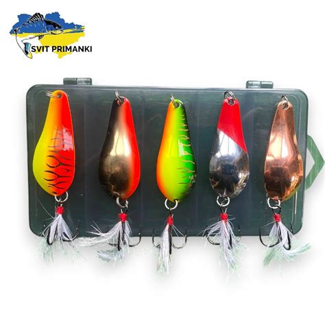Набор Блесна Колеблющаяся Атом, ATOM 14g (Fishing)(5шт) в коробке ...
