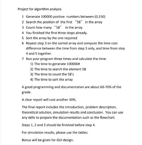 Solved Project For Algorithm Analysis 1 Generate 100000