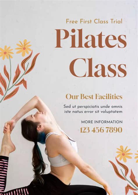 Minimalist Floral Aesthetic Pilates Class Ads Template Postermywall