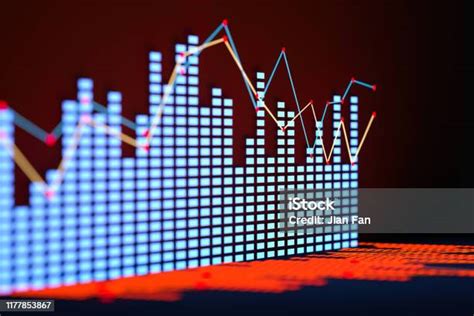 선 그래프 어두운 배경 3d 렌더링에 대한 막대 차트 및 숫자가 있는 비즈니스 차트입니다 0명에 대한 스톡 사진 및 기타 이미지