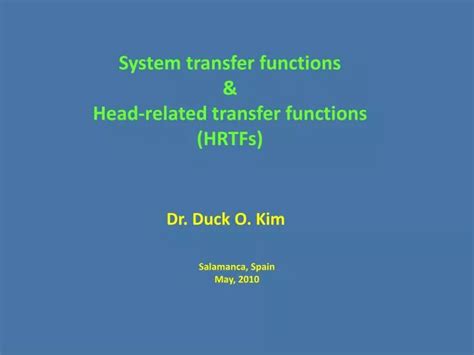 Ppt System Transfer Functions And Head Related Transfer Functions