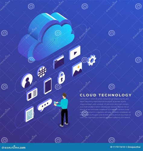 Flat Design Concept Cloud Computing Technology Users Network Con Stock Vector Illustration Of