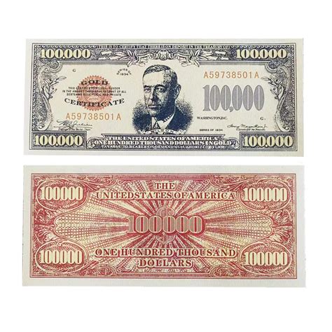 미국 100000 달러 오래된 돈 종이 지폐 지폐 1934 10 만 달러 비통화 윌슨 달러 Aliexpress