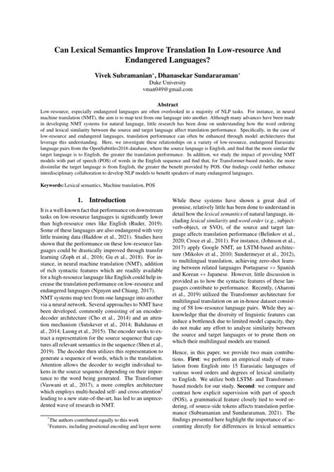 Pdf Can Lexical Semantics Improve Translation In Low Resource And