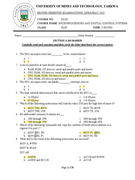 El382 Microprocessors And Digital Control Systems 2019 1 Pdf