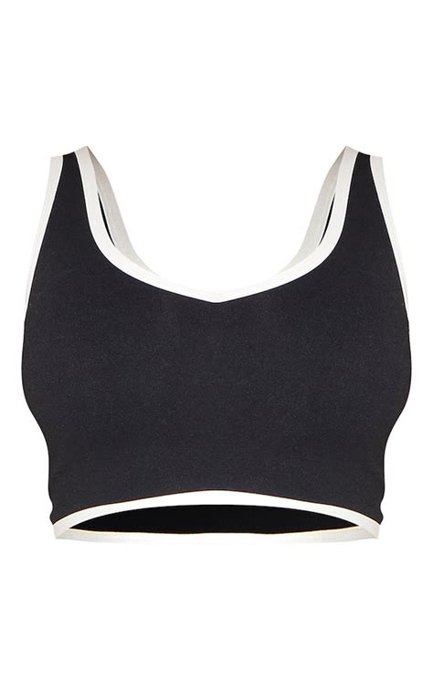 Shape Black Active Contrast Binding Sports Bra Shape Plt