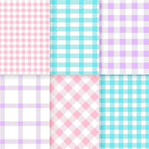 파스텔 깅엄 패턴 개념 무료 벡터