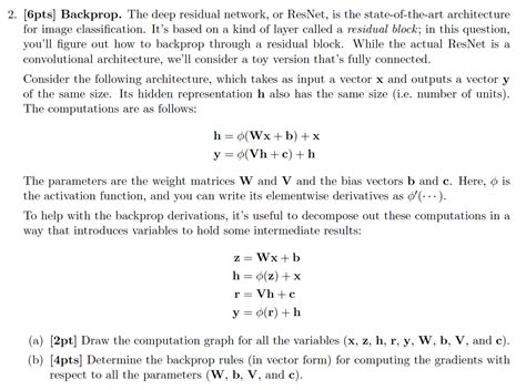 2 6pts Backprop The Deep Residual Network Or