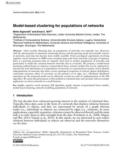 Pdf Model Based Clustering For Populations Of Networks