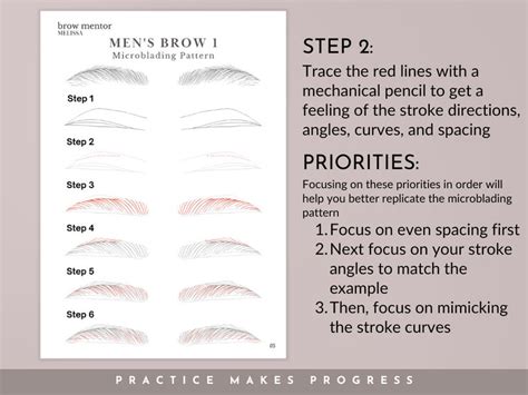 Men S Brow Step By Step Microblading Pattern Microblading Stroke Pattern Template Phibrows