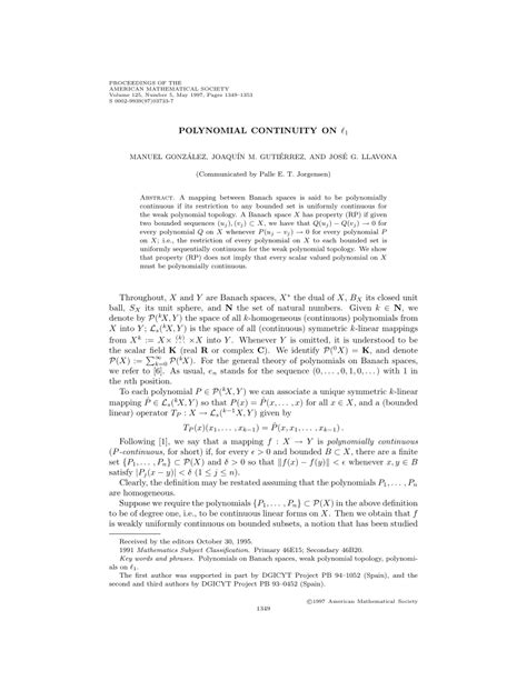 Pdf Polynomial Continuity On ℓ 1