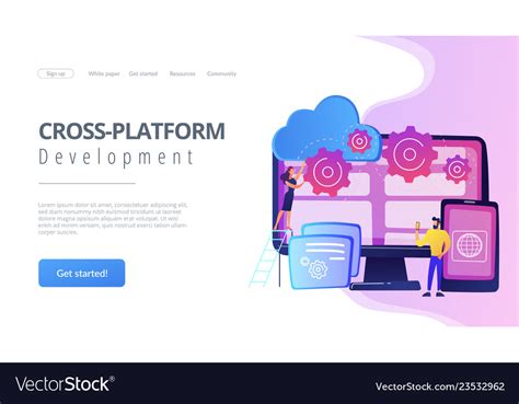 Cross Platform Programming Concept Landing Page Vector Image