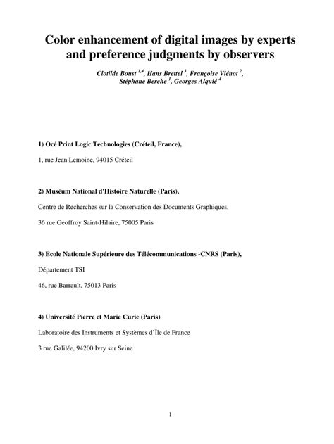 Pdf Color Enhancement Of Digital Images By Experts And Preference Judgments By Observers