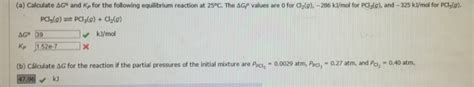 Solved A Calculate Delta G Degree And Kp For The Following