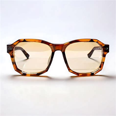 Geometric Eyeglasses With Hexagonal Frames On A Plain White Background