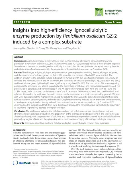 Pdf Insights Into High Efficiency Lignocellulolytic Enzyme Production