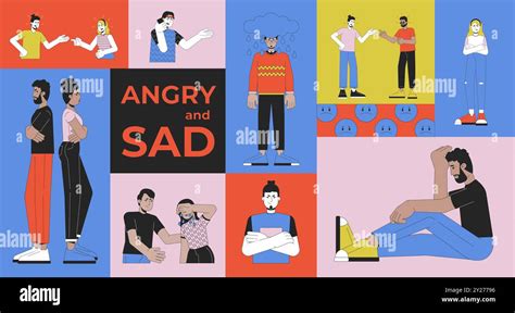 angry and sad people bento grid illustration set stock vector image and art alamy
