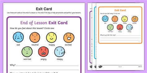 Exit Cards For Teachers Worksheet Teacher Made