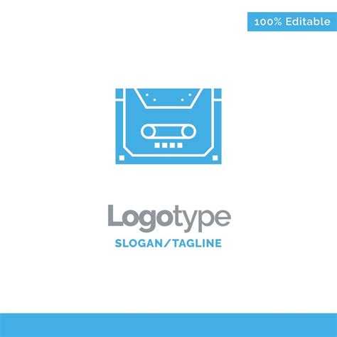 Analog Audio Cassette Compact Deck Blue Solid Logo Template Place For
