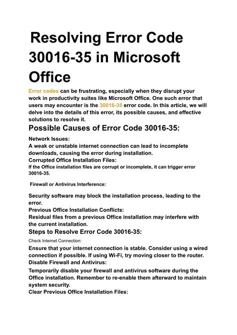 Ppt Resolving Error Code 30016 35 In Microsoft Powerpoint Presentation Id12940254